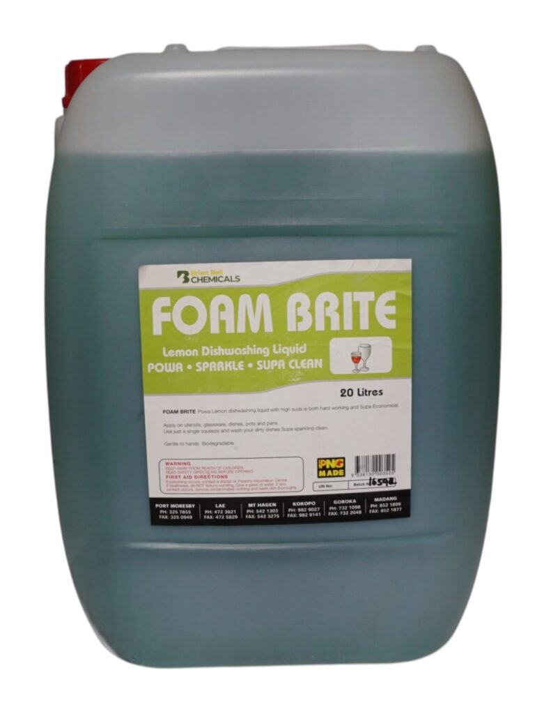 FOAMBRITE LIQUID DETERGENT DISHWASH (20 LITERS) - Brian Bell Chemicals