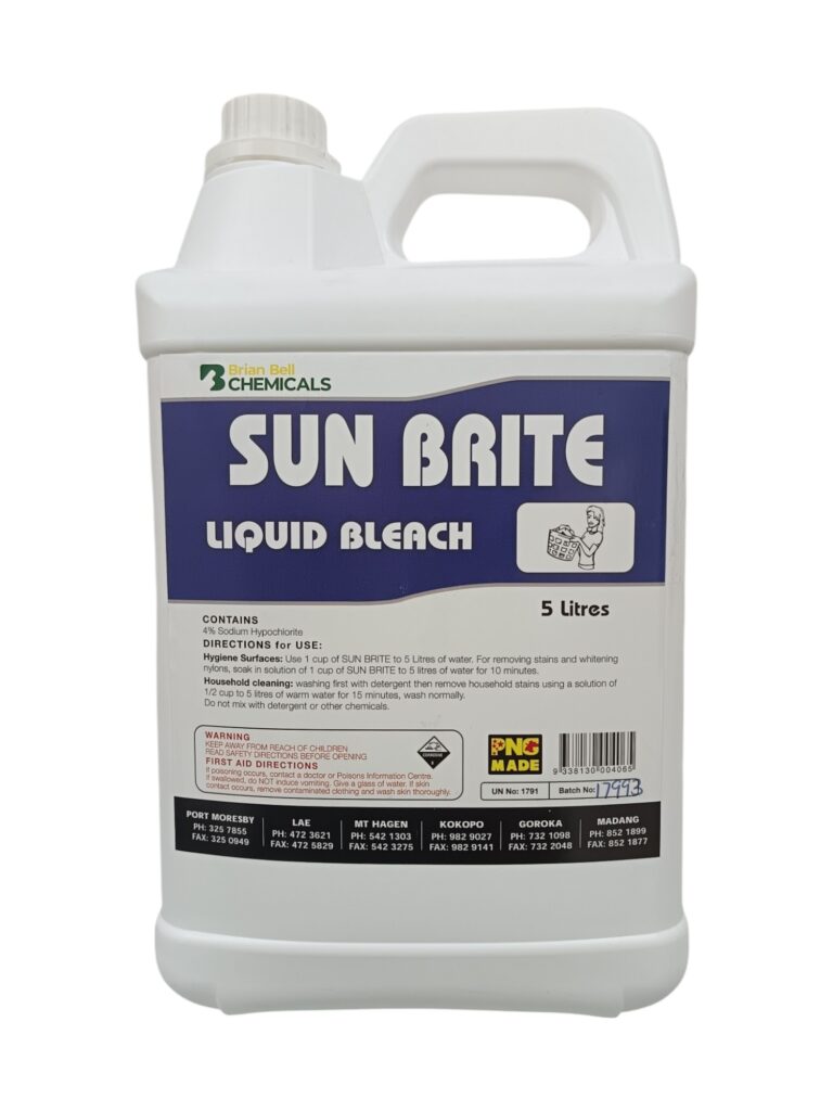 SUNBRITE 4% LIQUID CHLORINE (5 LITERS) - Brian Bell Chemicals