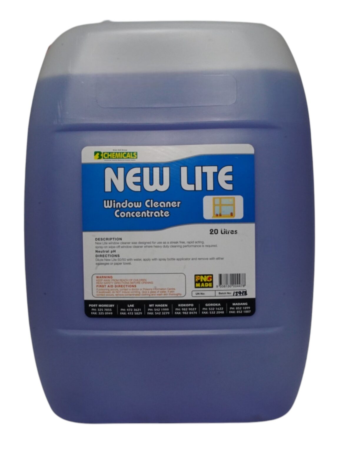 NEW LITE LIQUID GLASS CLEANER (20 LITERS) - Brian Bell Chemicals